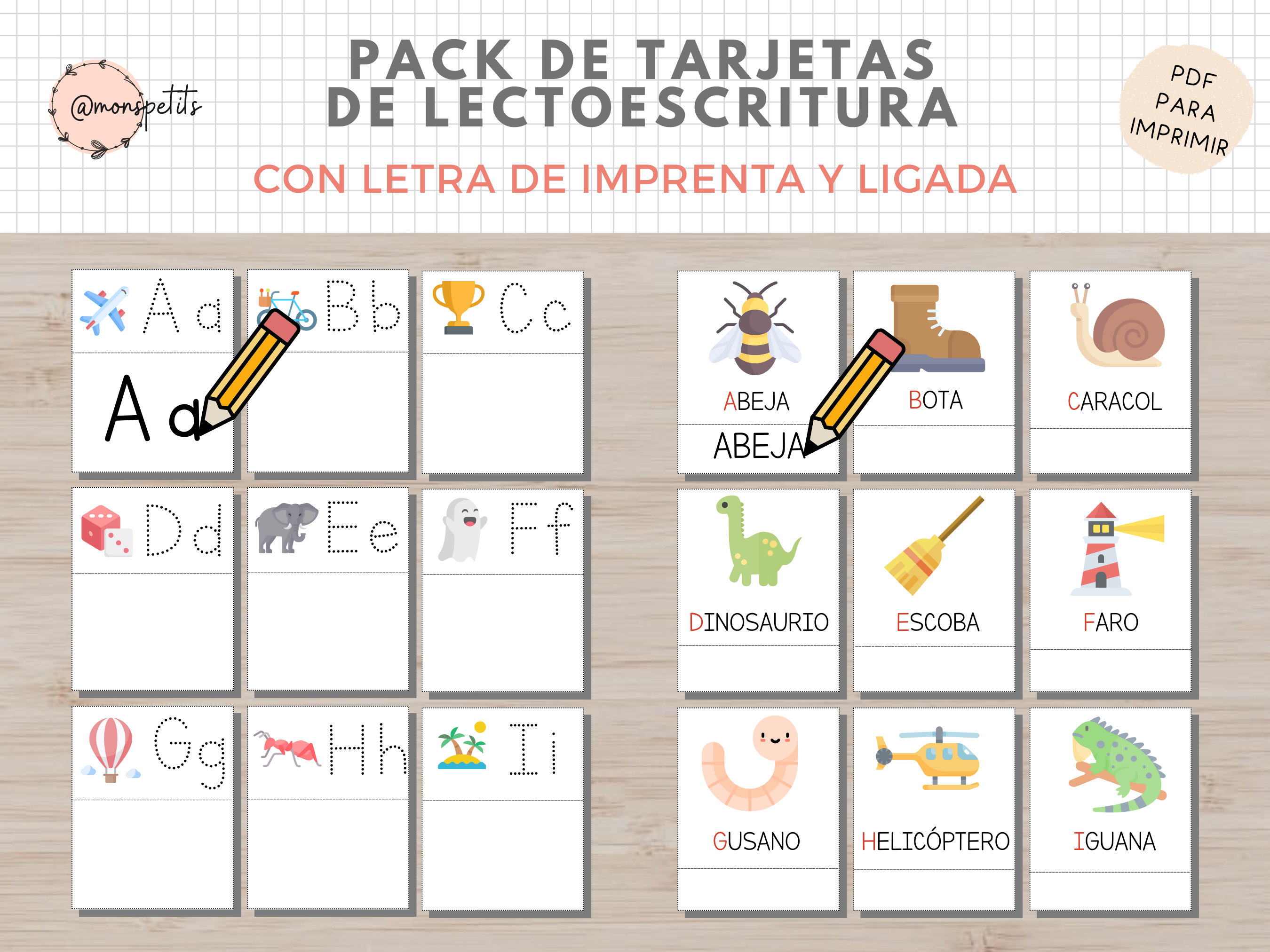 Pack Tarjetas Lectoescritura, Español y Catalán, Repasar palabras ...