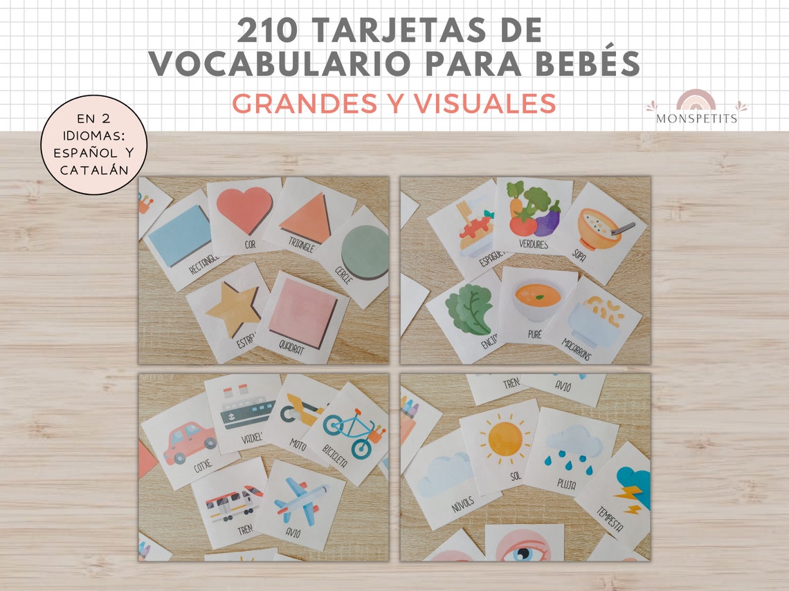 210 Flashcards Vocabulario para Bebes y Niños, Imprimible, Español ...