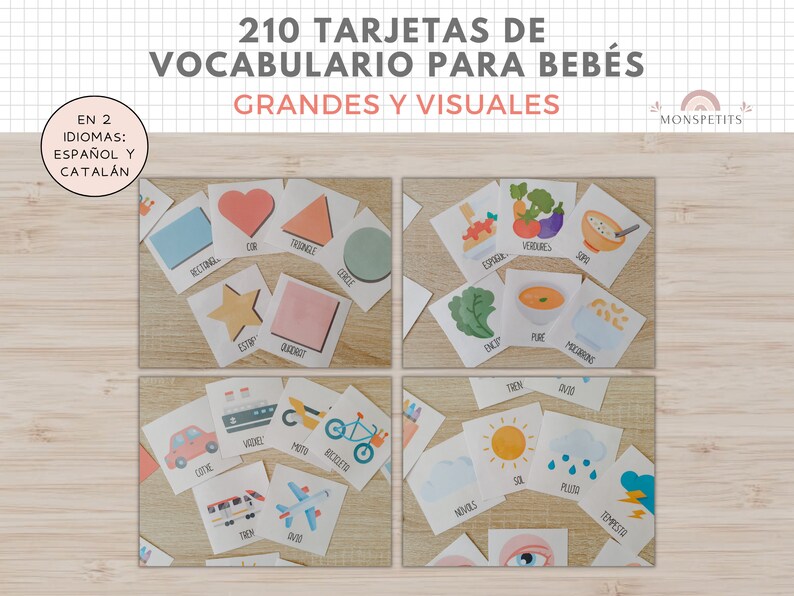 210 Flashcards Vocabulario Para Bebes Y Niños, Imprimible, Español ...