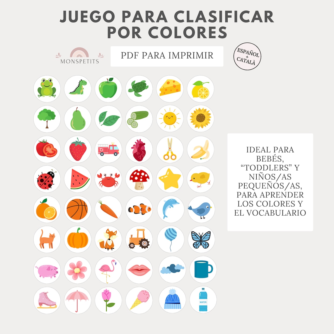 Clasificar por Colores, Imprimible Bebés, Niños, Educación Infantil ...