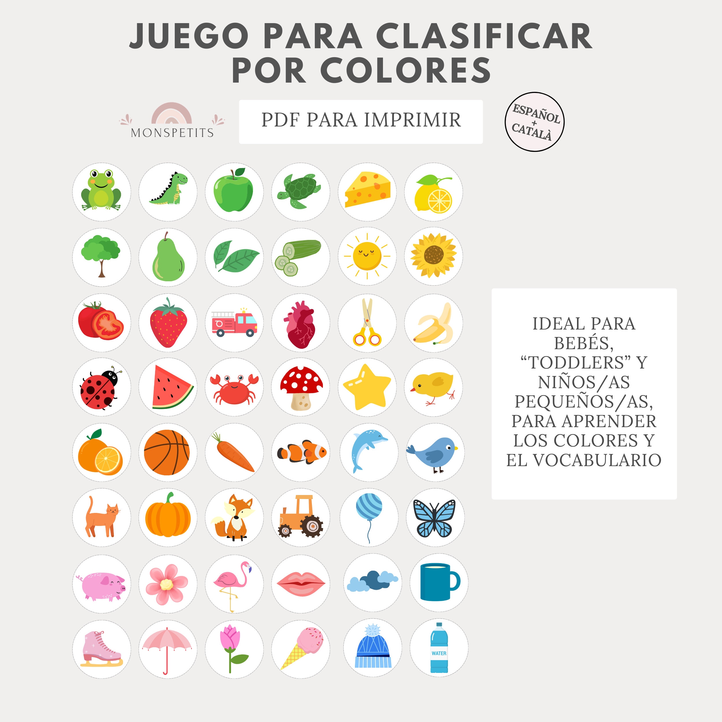 Clasificar por Colores, Imprimible Bebés, Niños, Educación Infantil ...