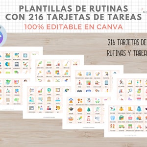 Plantillas De Rutinas Con 216 Tarjetas De Tareas Para Niños, EDITABLE ...