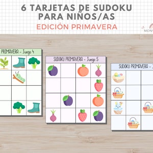 Sudokus Primavera, Juego Niños, Lógica Matemática, Imprimible, Español ...