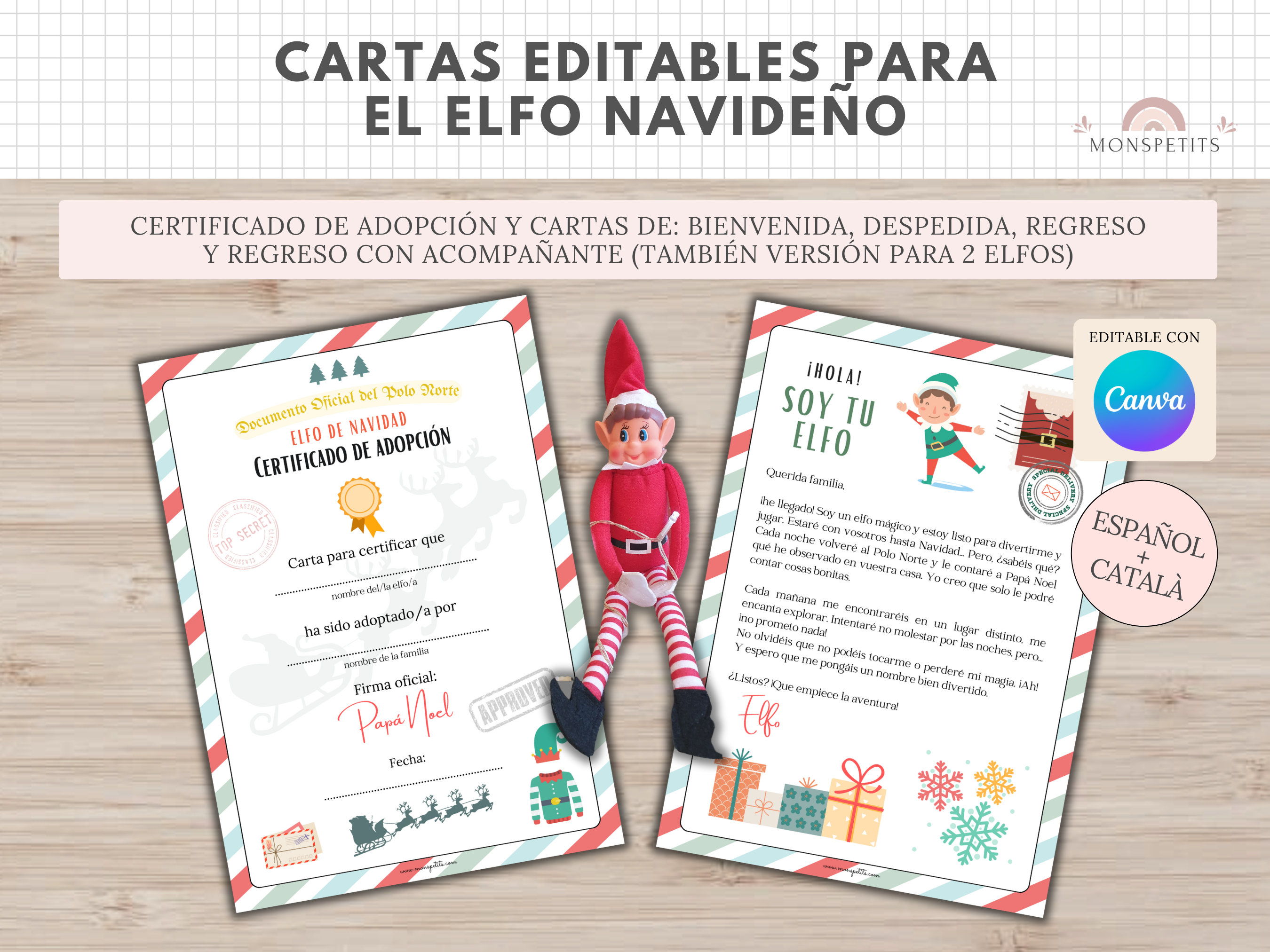 Cartas Editables Canva Elfo Navidad, Carta Bienvenida, Despedida ...