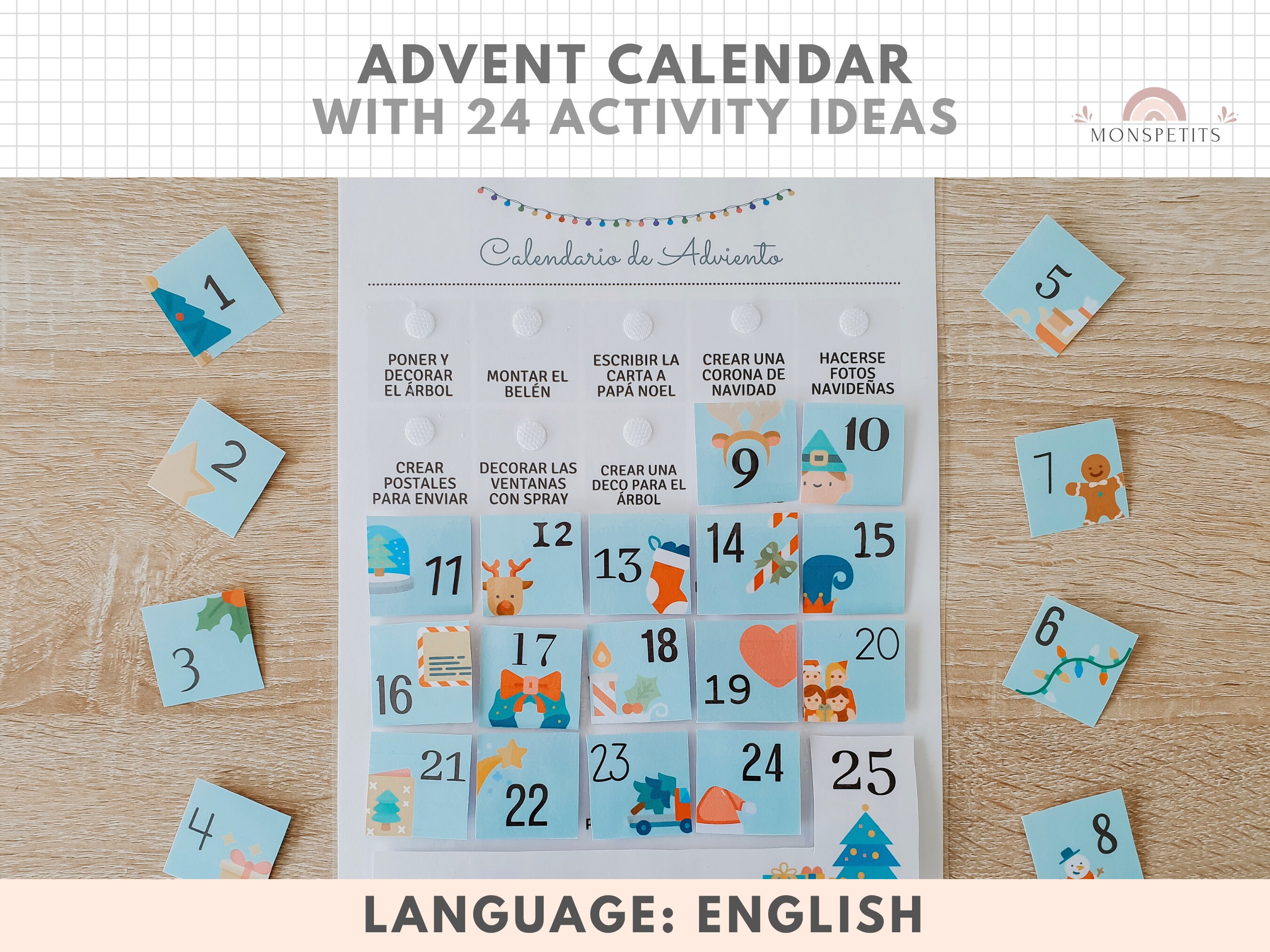 Printable Advent Calendar, Template With 24 Activity Ideas, Christmas ...