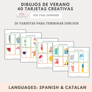 40 Tarjetas Creativas Verano, Juego Pictionary Imprimible, Dibujos ...