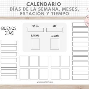 Calendario Días Semana, Estación, Tiempo, Emociones, Organización Niños ...