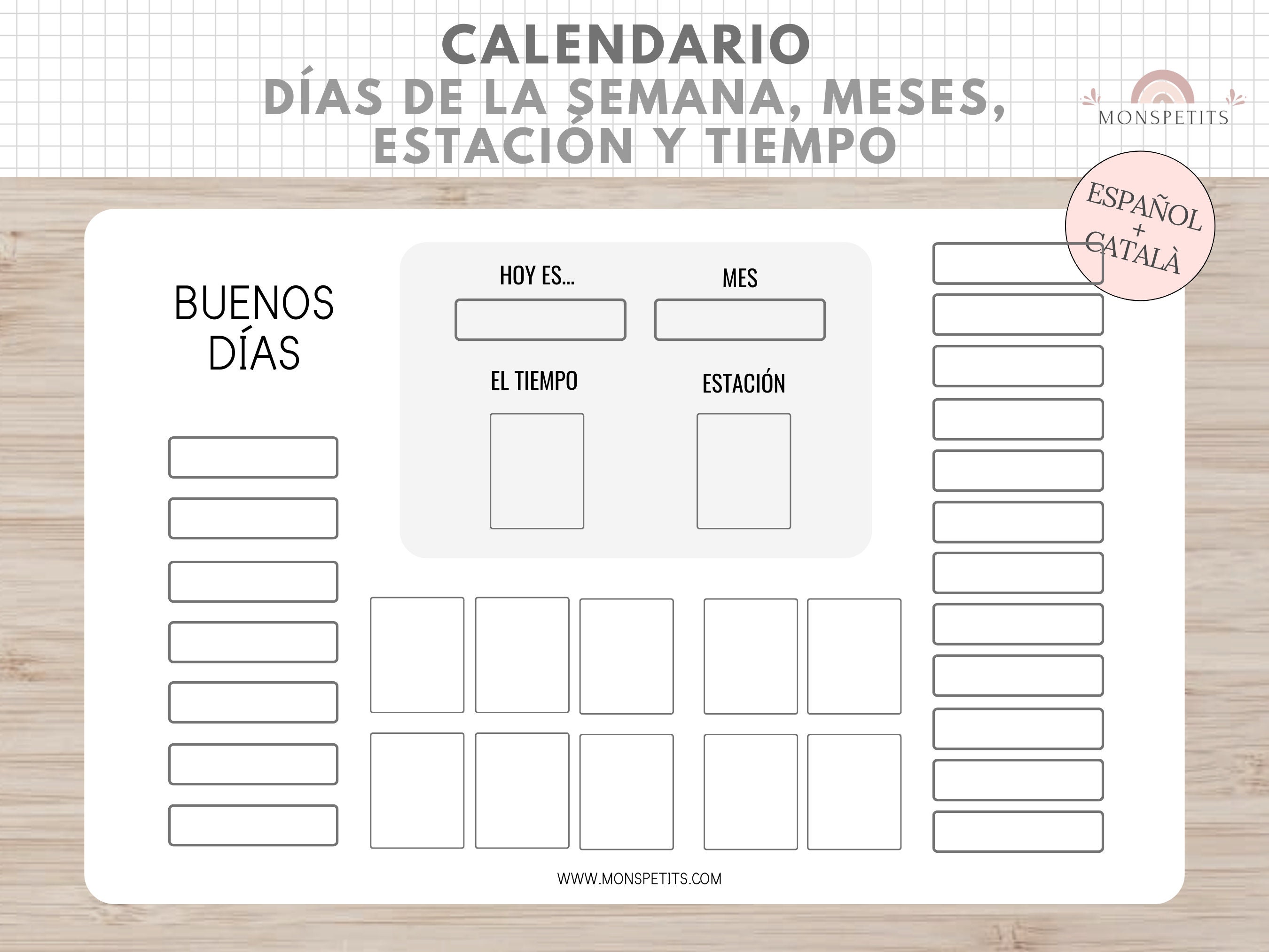 Calendario Días Semana, Estación, Tiempo, Emociones, Organización Niños ...