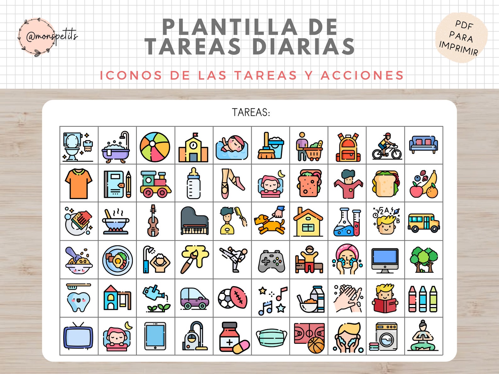 Plantilla de Tareas Diarias - Español - Hábitos y rutinas para Niños ...
