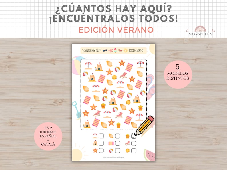 Juego I Spy, Cuenta Cuántos Hay, Verano, Niños, Imprimible, Español ...