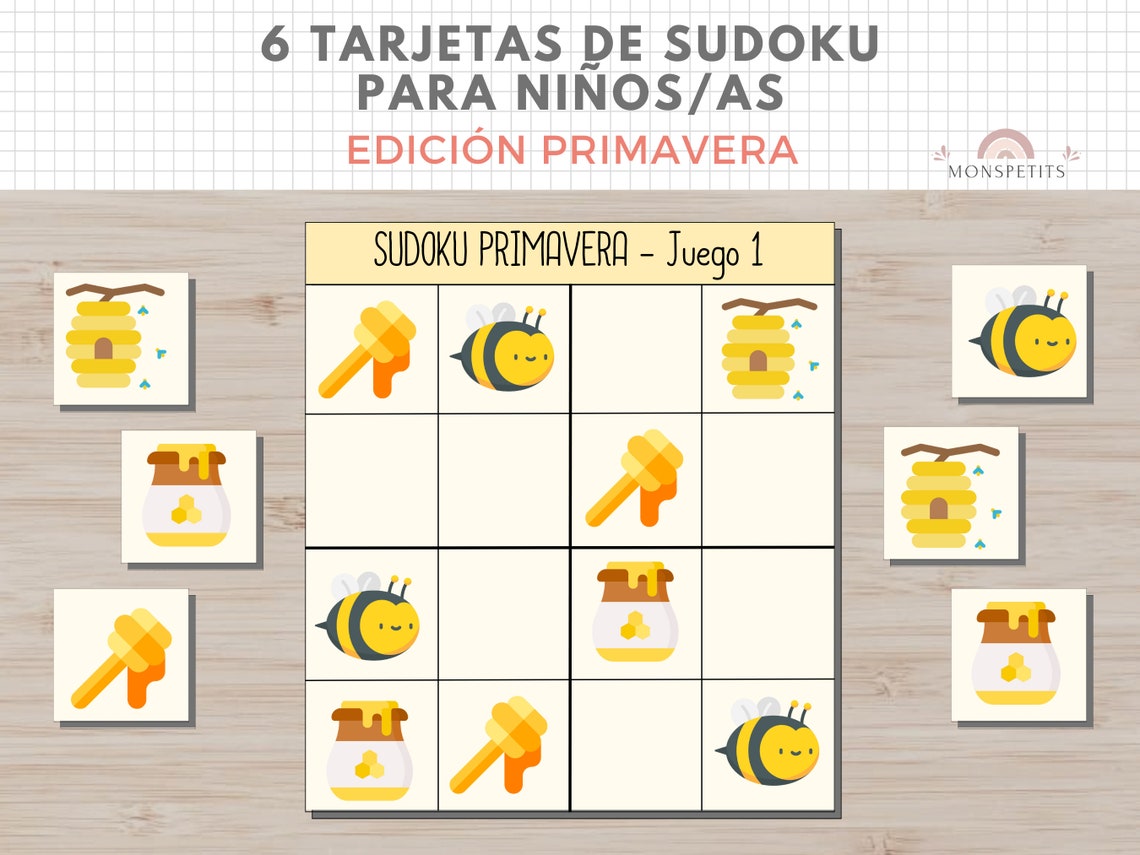 Sudokus Primavera, Juego Niños, Lógica Matemática, Imprimible, Español ...