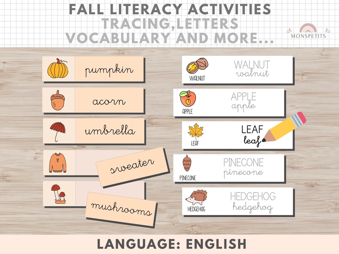 Fall Literacy Activities, Read, Write, Educational Printable, Kids ...