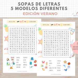 Juego Sopa de Letras, Vocabulario, Verano, Niños, Imprimible, Español ...