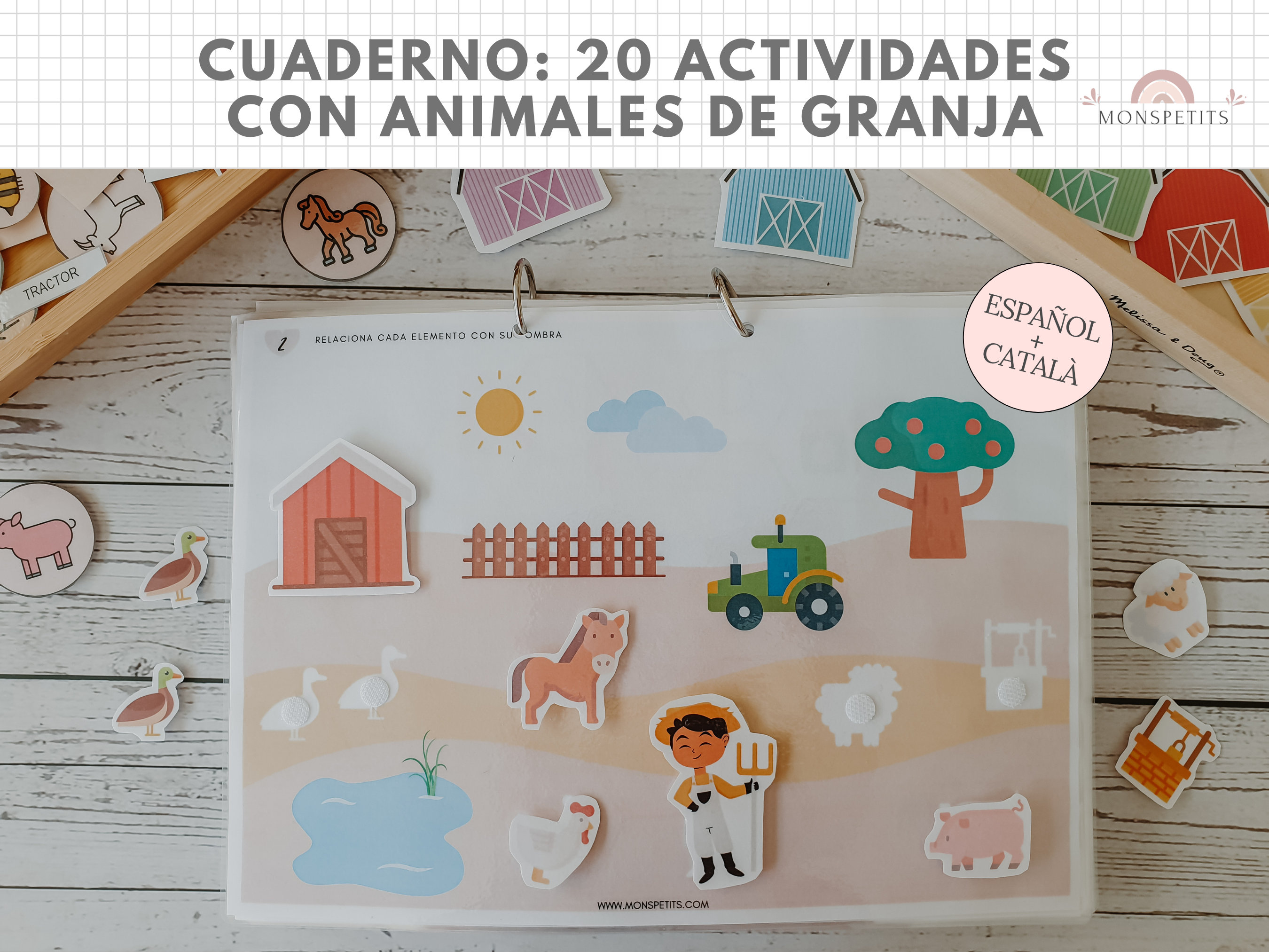 20 Actividades Animales de Granja, Cuaderno Imprimible Niños, Español ...