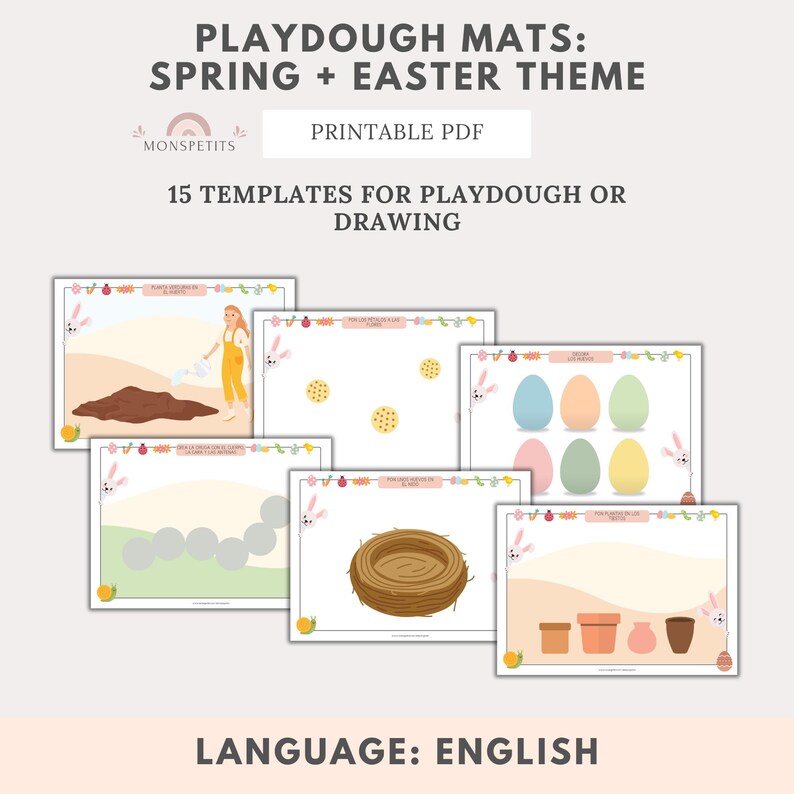 Playdough Mats Templates, Spring & Easter Theme, Printable, Early ...