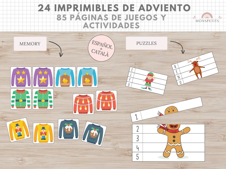 24 Imprimibles Adviento Para Niños, 85 Págs, Juegos Navidad ...