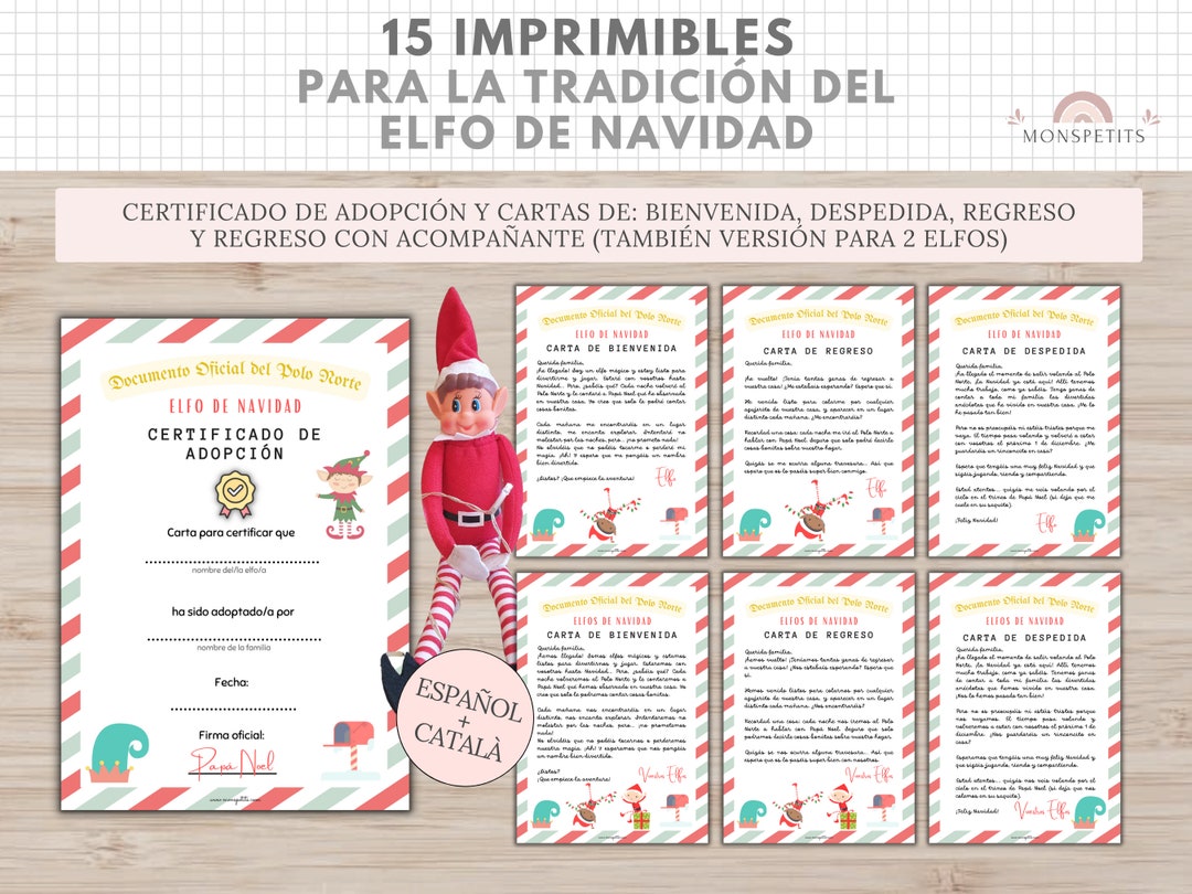 Kit 15 Imprimibles Elfo Navidad, Tradicion Navideña, Actividades, Carta ...