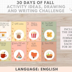 30 Days of Fall, Activity Ideas for Kids,writing and Drawing Challenge ...