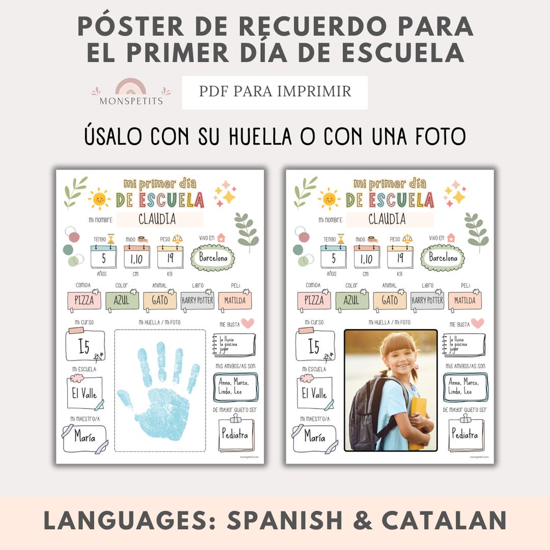 Poster Editable Primer Día Clase, Vuelta Al Cole, Back to School, PDF ...