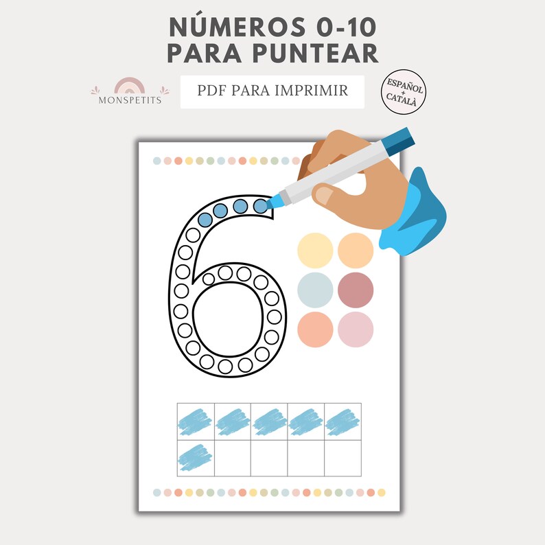 Fichas Números para Puntear, 0-10, Puntos, Aprender Números Niños ...