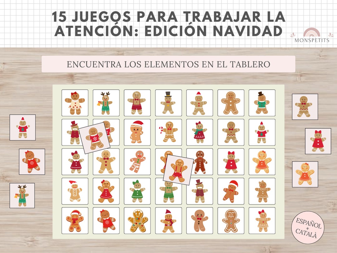 15 Juegos para la Atención, Versión Navidad, Actividad Preescolar ...
