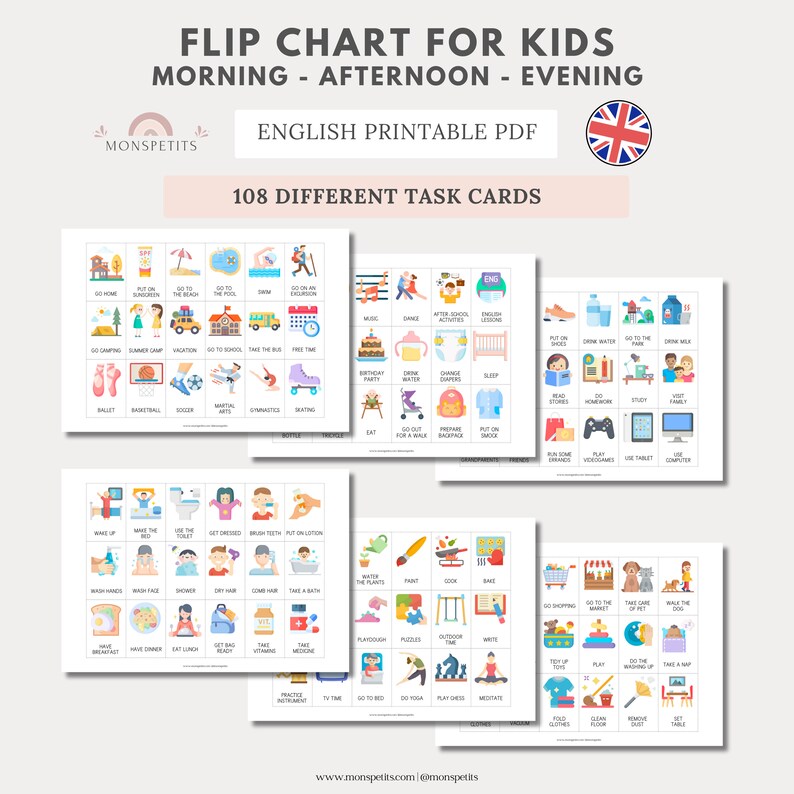 Flip Chart for Kids, Task Template, Chore Chart, Printable Template ...