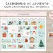 Calendario Adviento Imprimible Horizontal, Plantilla Con 24 Ideas De ...