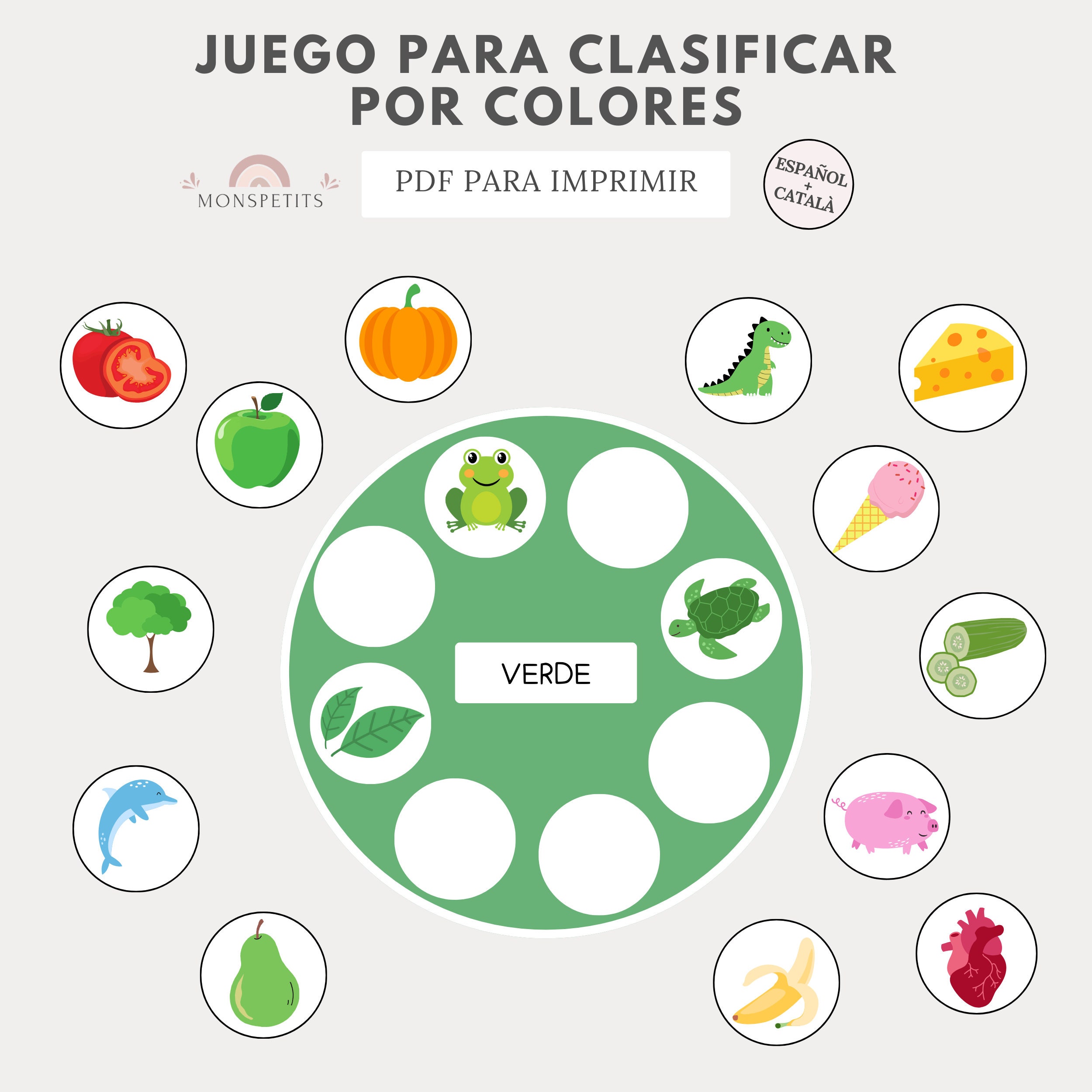 Clasificar por Colores, Imprimible Bebés, Niños, Educación Infantil ...