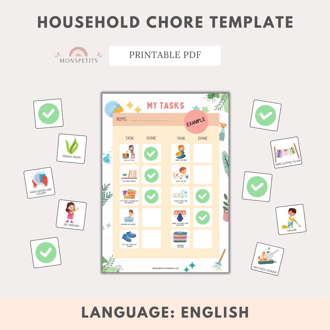 Visual Household Chore Planner, Kids, Printable Routines, Early ...