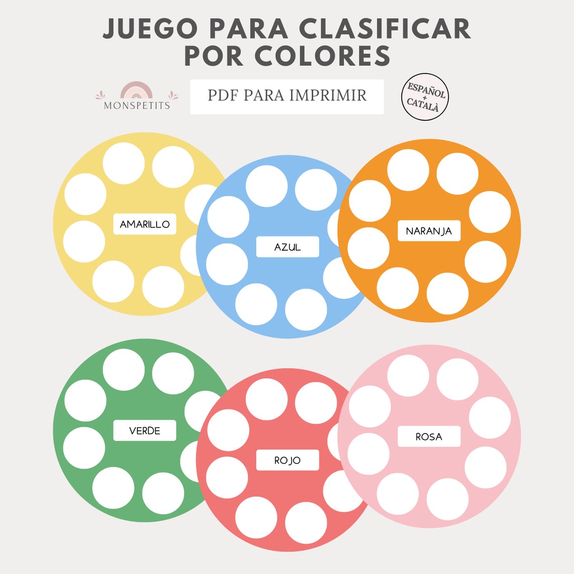 Clasificar por Colores, Imprimible Bebés, Niños, Educación Infantil ...