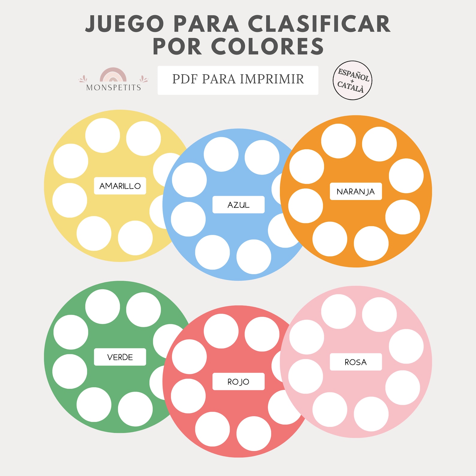 Clasificar por Colores, Imprimible Bebés, Niños, Educación Infantil ...