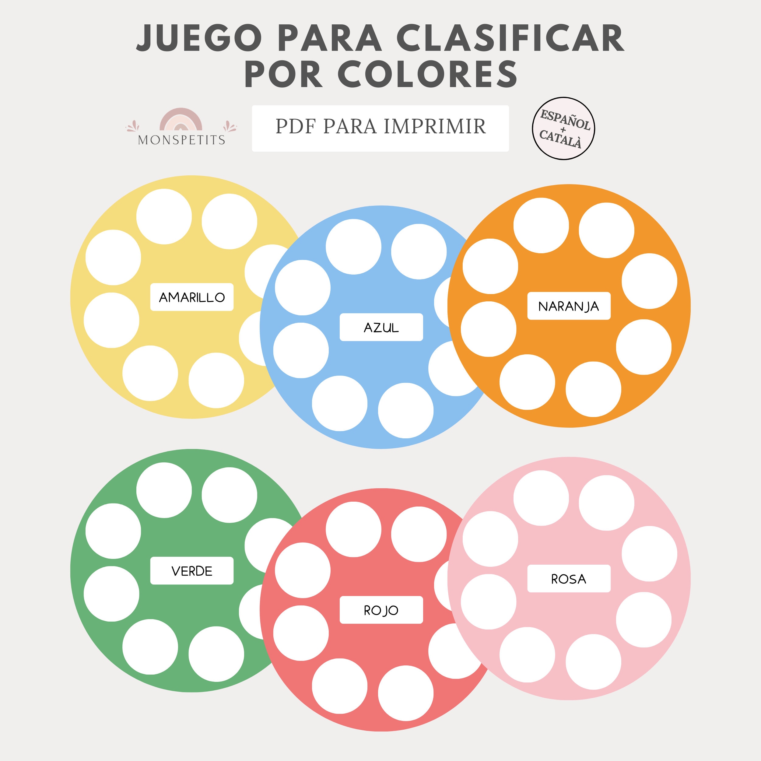 Clasificar por Colores, Imprimible Bebés, Niños, Educación Infantil ...