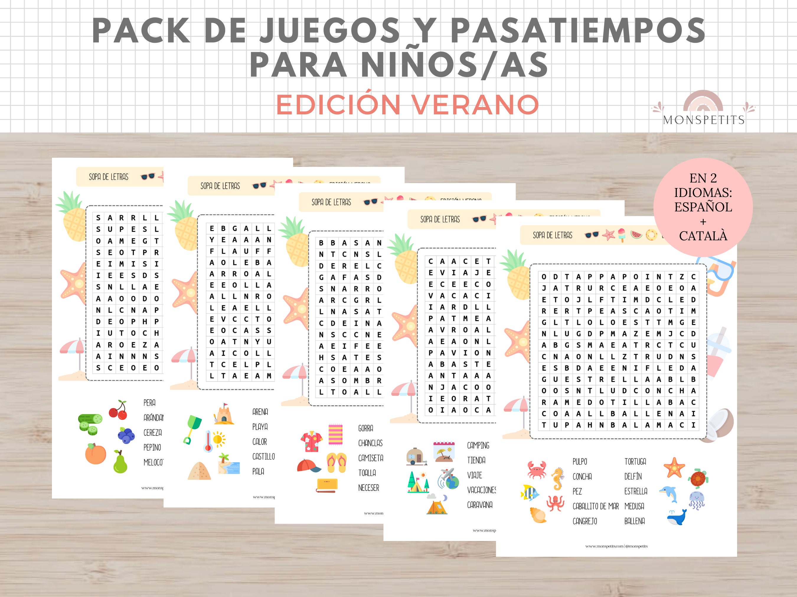 Pack Juegos Y Pasatiempos Verano Para Niños, Imprimible, Español ...