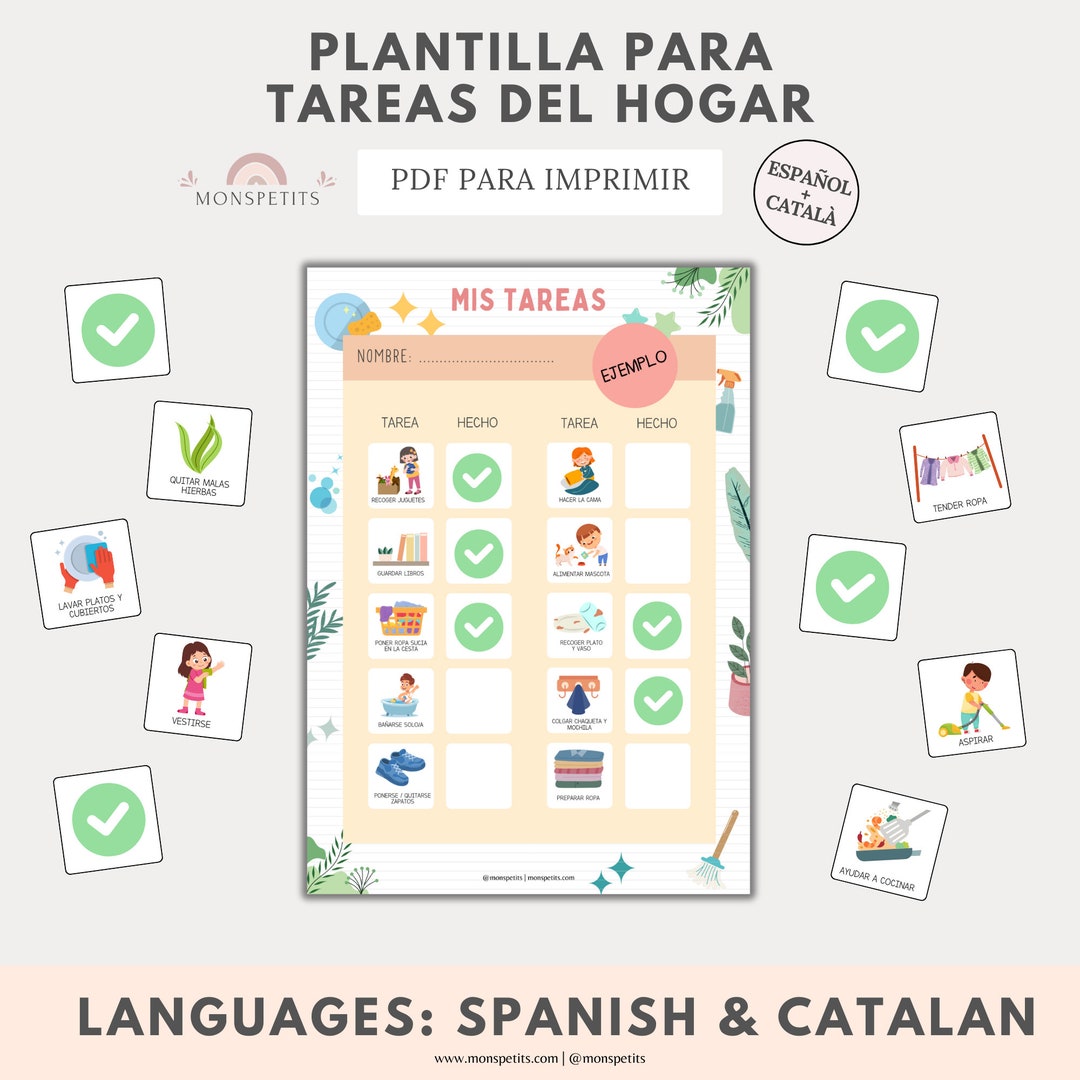 Planificador Tareas del Hogar Visual, Niños, Imprimible Rutinas ...