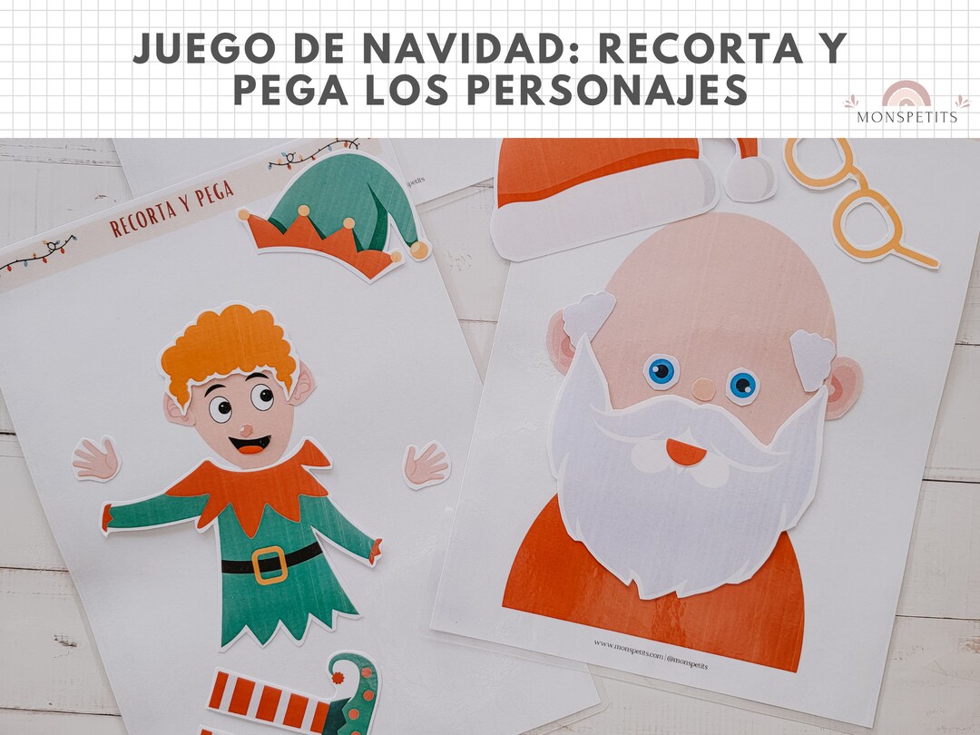Juego Navidad Recorta y Pega, Manualidad Navideña Papel, Tijeras ...