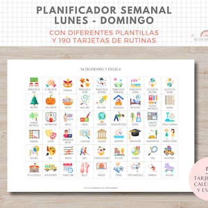 Planificador Semanal y Horario Lunes-Domingo, Plantilla Imprimible ...