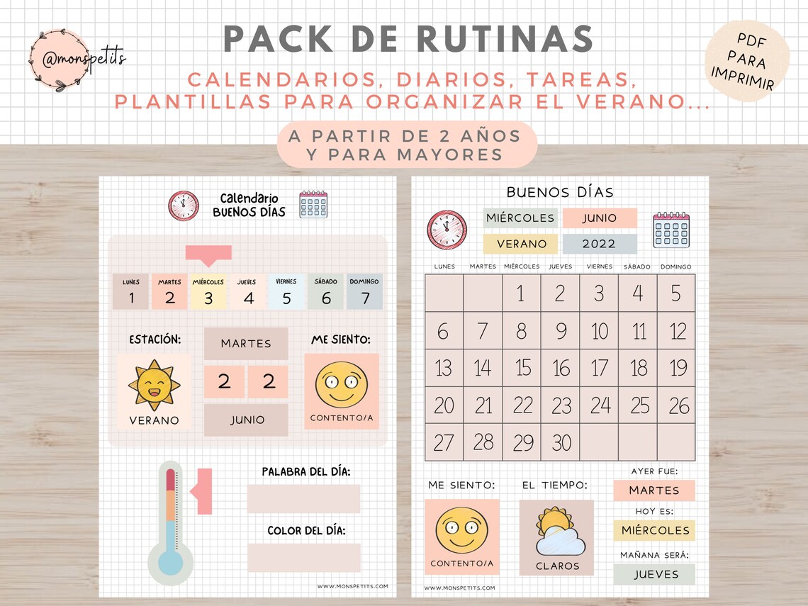 Pack de plantillas de rutinas y tareas Organizar los días - Etsy España