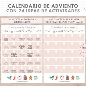 Calendario Adviento Imprimible Rojo, Plantilla Con 24 Ideas De ...