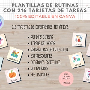 Plantillas de Rutinas con 216 tarjetas de tareas para niños, EDITABLE ...