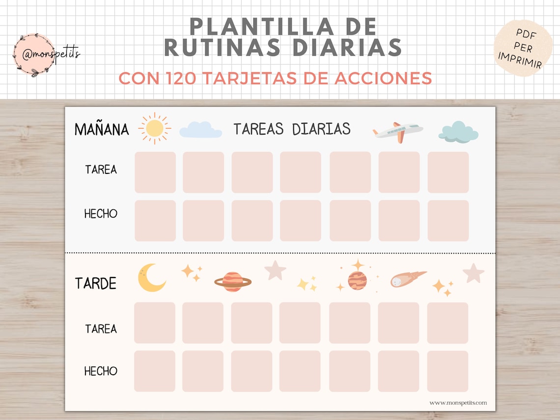 Plantilla de Tareas Diarias Rutinas para Niños - Etsy España