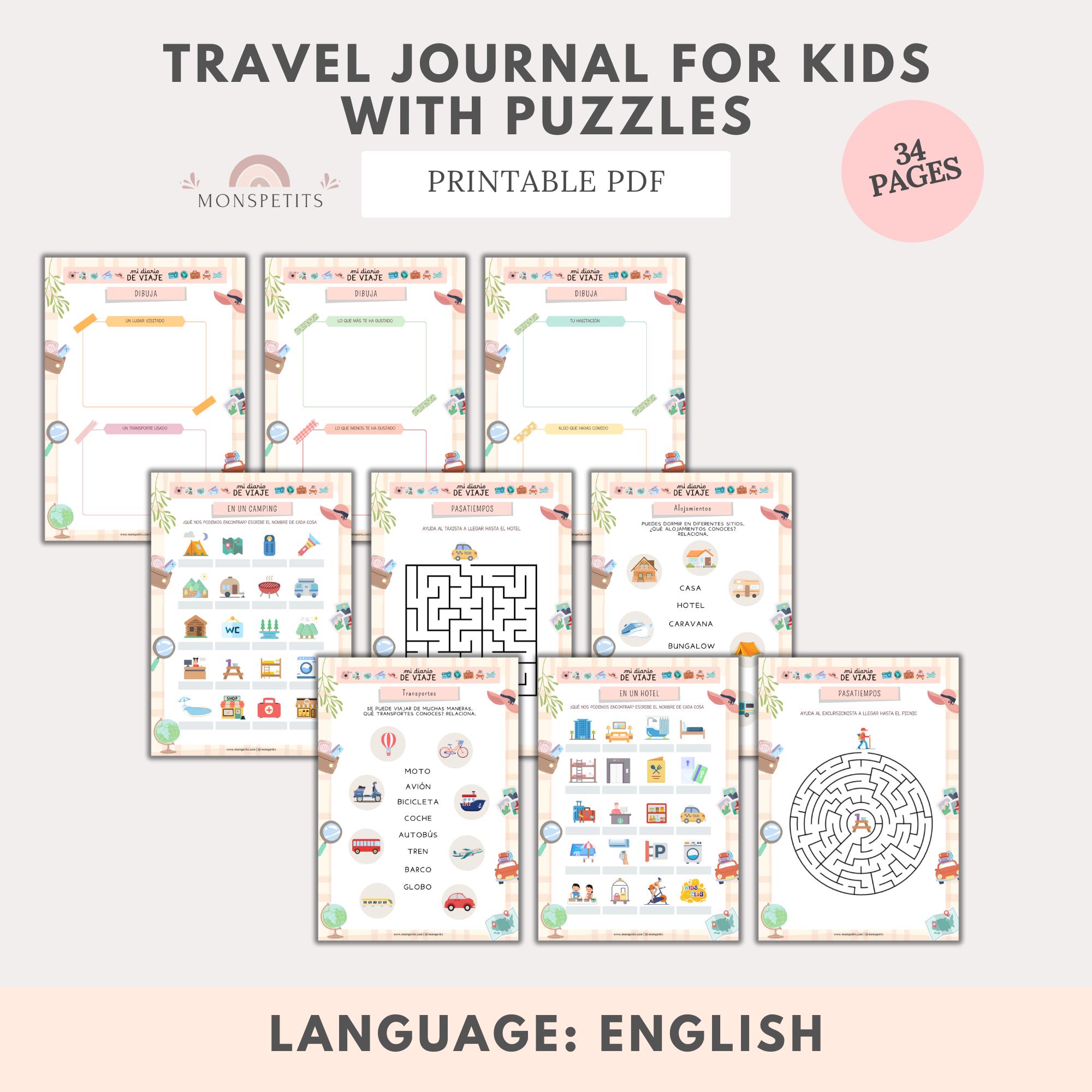 Travel Journal for Kids, Vacation Activity Book, Early Childhood ...
