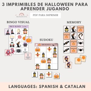 3 Juegos Imprimibles Halloween PDF, Aprender, Fiesta, Bingo, Sudoku ...