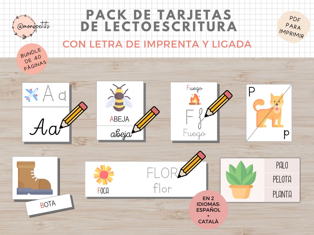 Pack Tarjetas Lectoescritura, Español Y Catalán, Repasar Palabras ...
