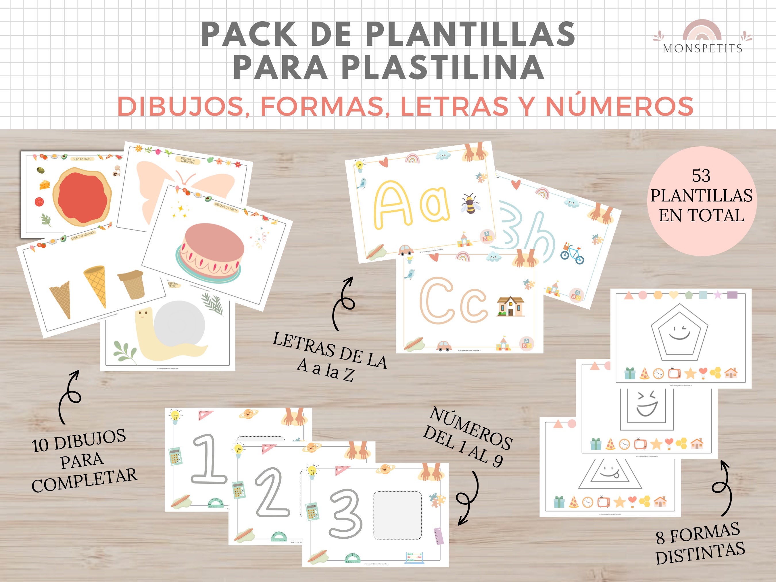Pack Plantillas Para Plastilina, Formas, Letras, Dibujos, Números ...