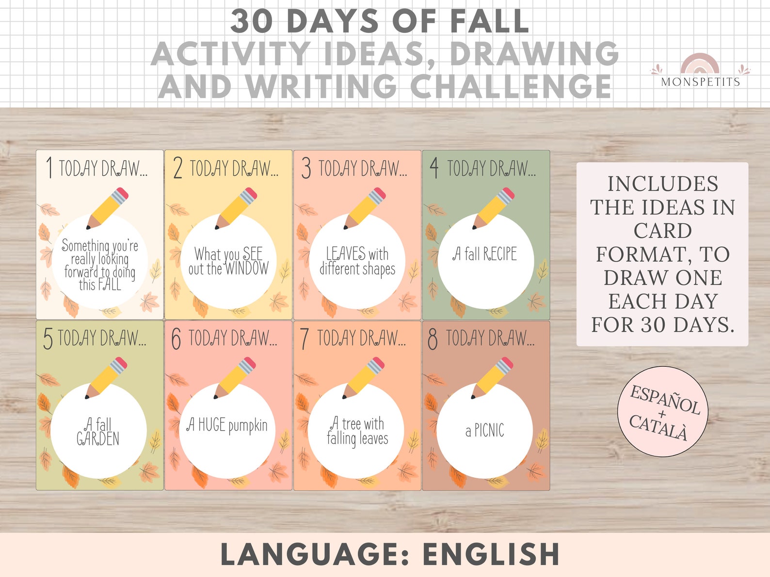 30 Days of Fall, Activity Ideas for Kids,writing and Drawing Challenge ...