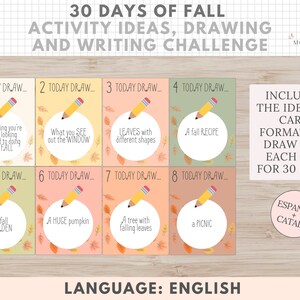 30 Days of Fall, Activity Ideas for Kids,writing and Drawing Challenge ...
