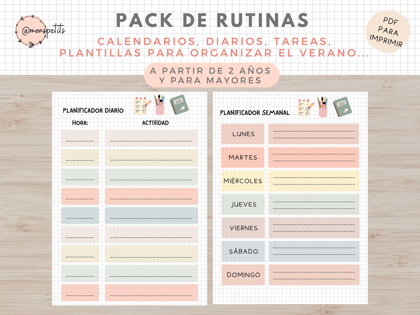 Pack de plantillas de rutinas y tareas Organizar los días - Etsy España