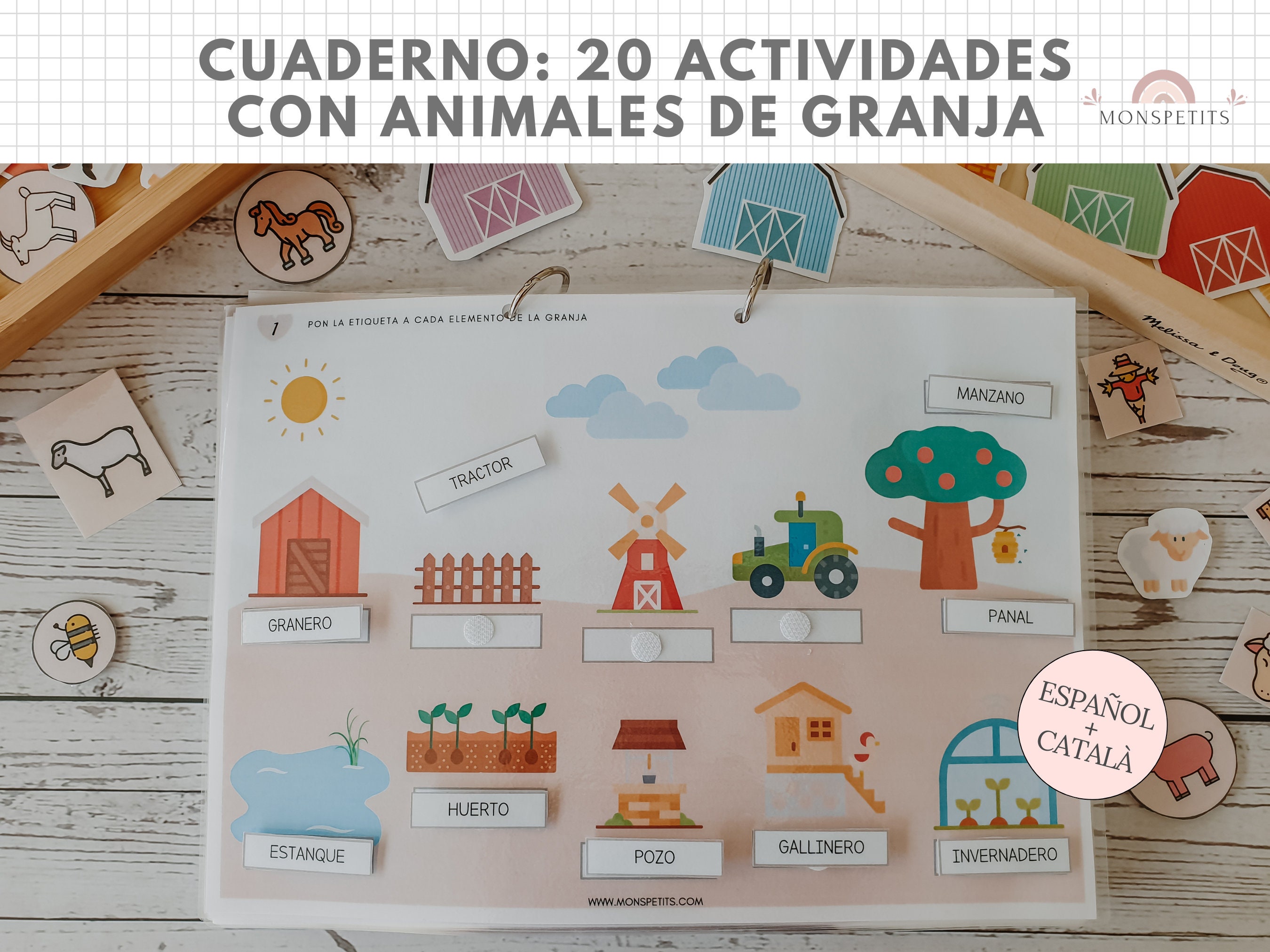 20 Actividades Animales de Granja, Cuaderno Imprimible Niños, Español ...