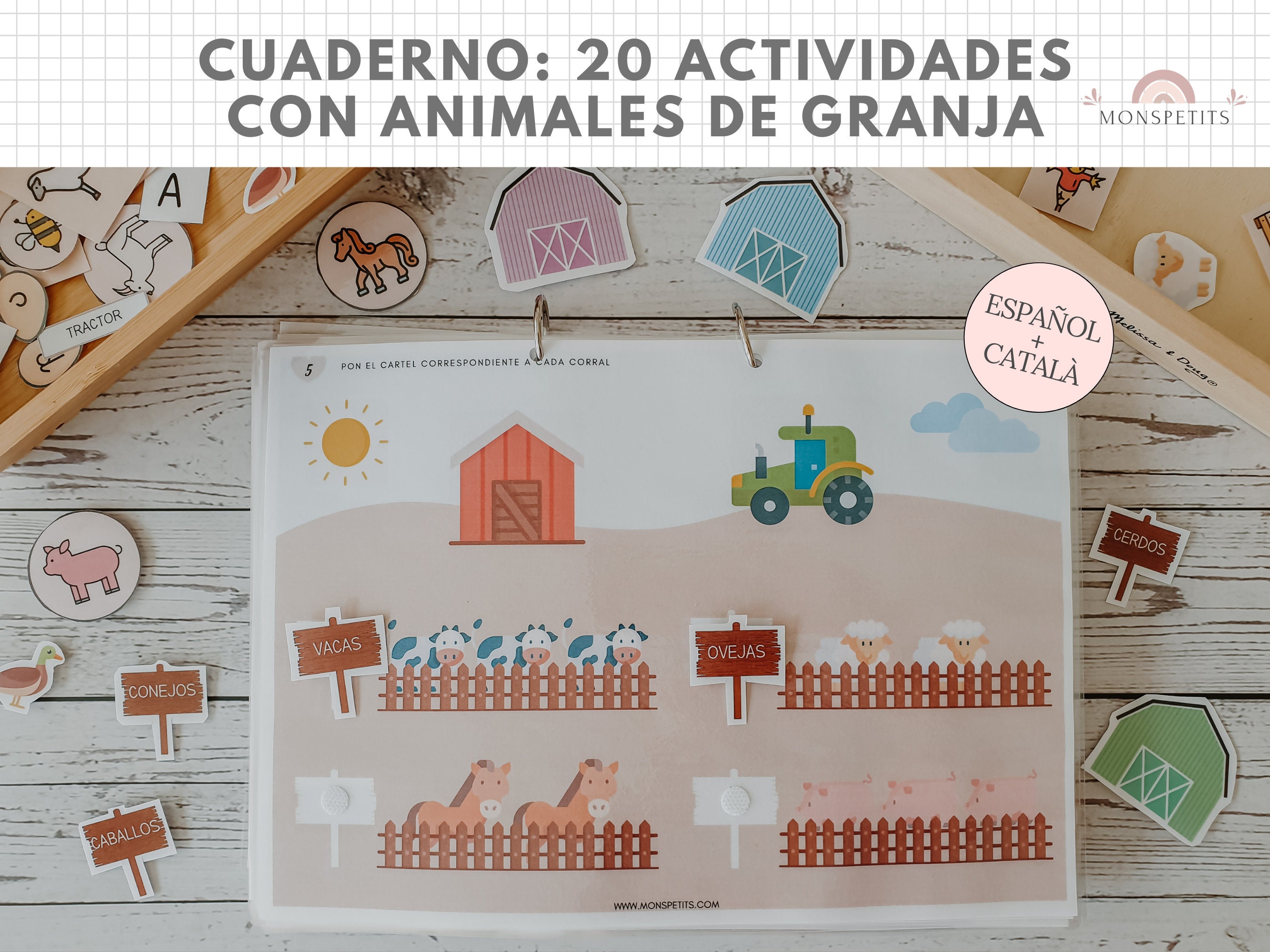 20 Actividades Animales de Granja, Cuaderno Imprimible Niños, Español ...