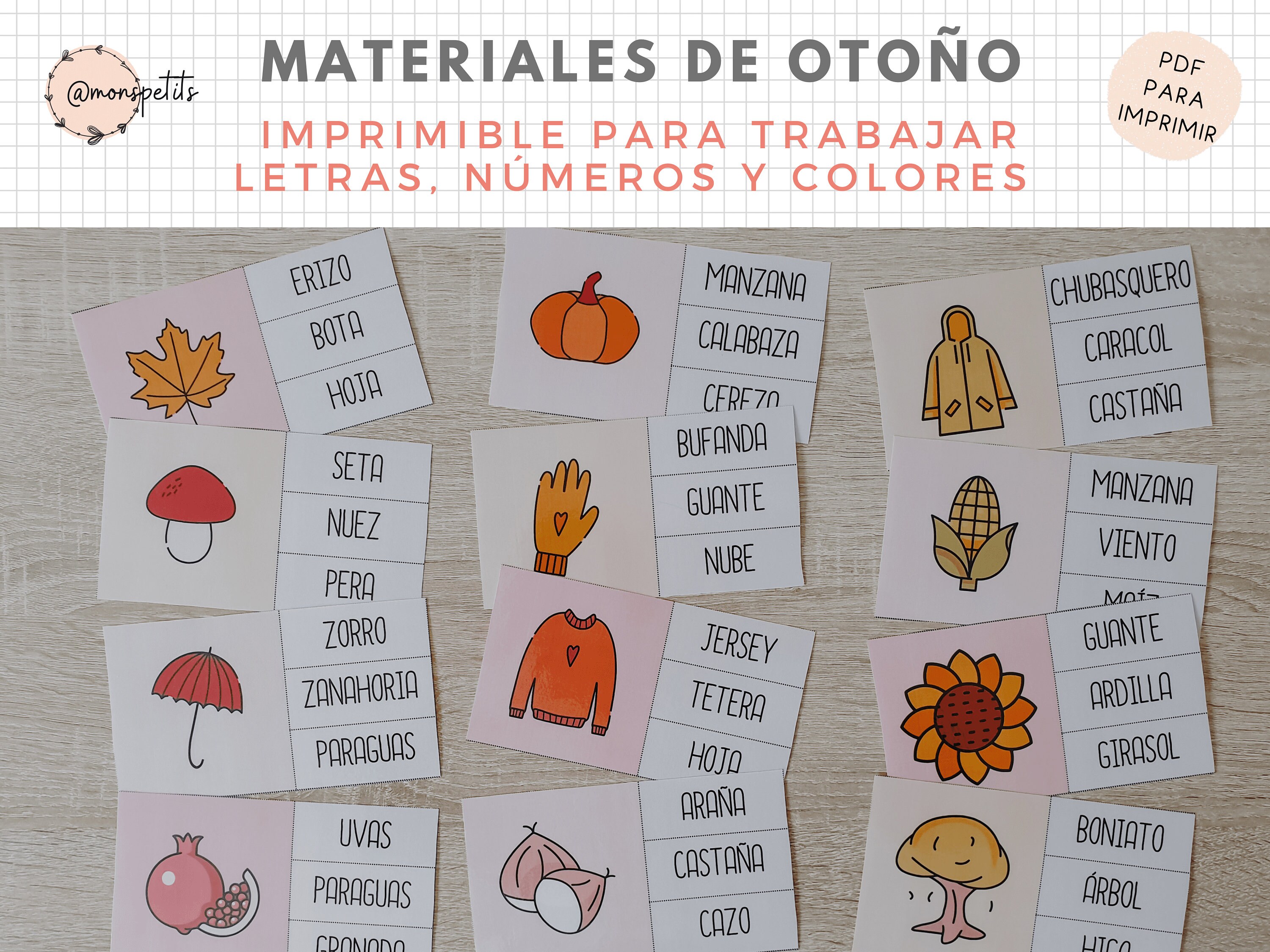 Materiales Otoño con Actividades de Números, Vocabulario, Letras ...